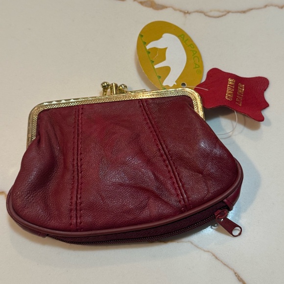 alpaca | Bags | Alpaca Red Leather Kisslock Coin Purse | Poshmark